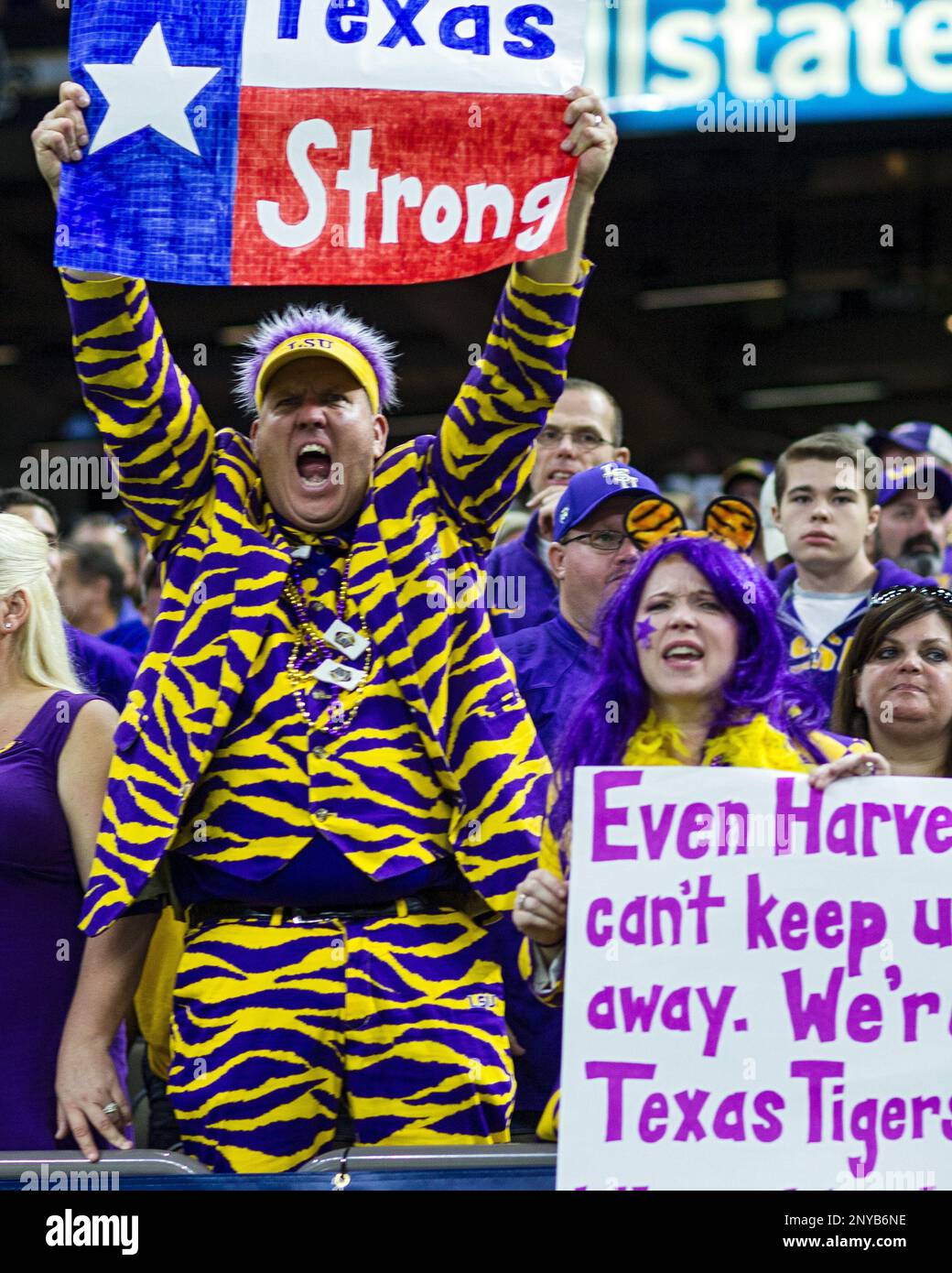 NEW ORLEANS, LA - SEPTEMBER 02: LSU Tigers fans cheer from the stands ...