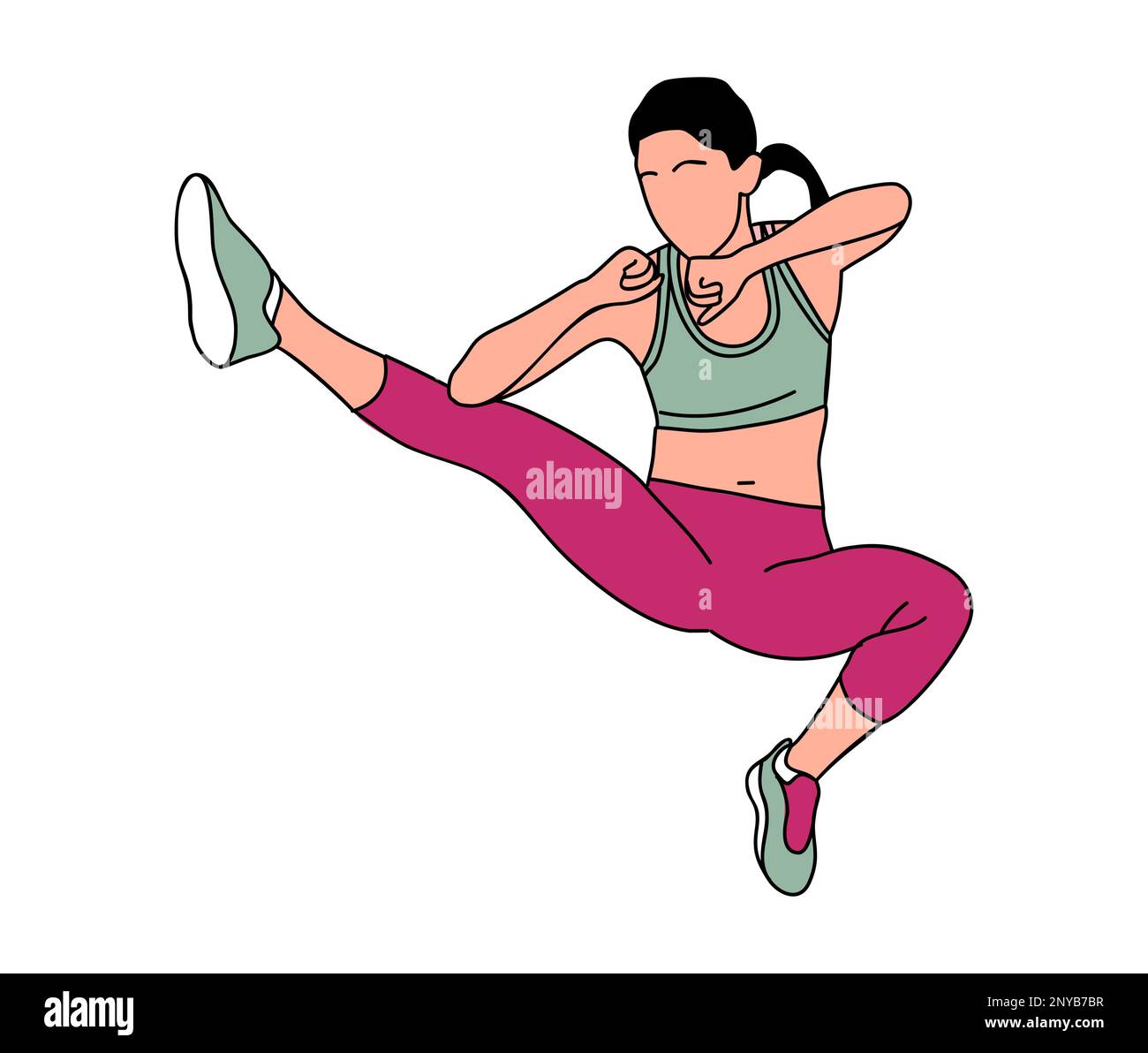 Martial art training girl cartoon Vector isolated Stock Vector Image ...