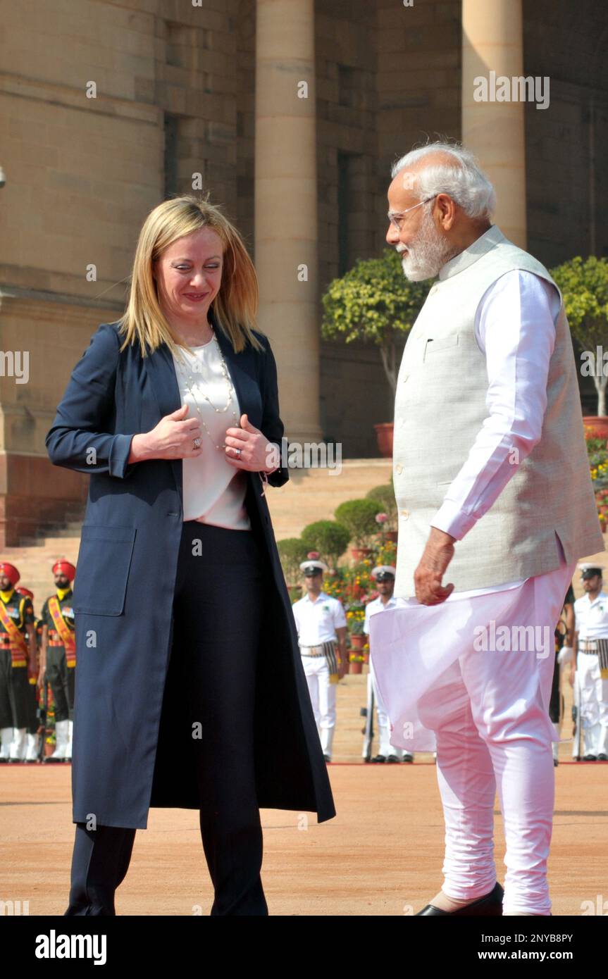 New Delhi, Delhi, India. 2nd Mar, 2023. Italian Premier Giorgia Meloni ...