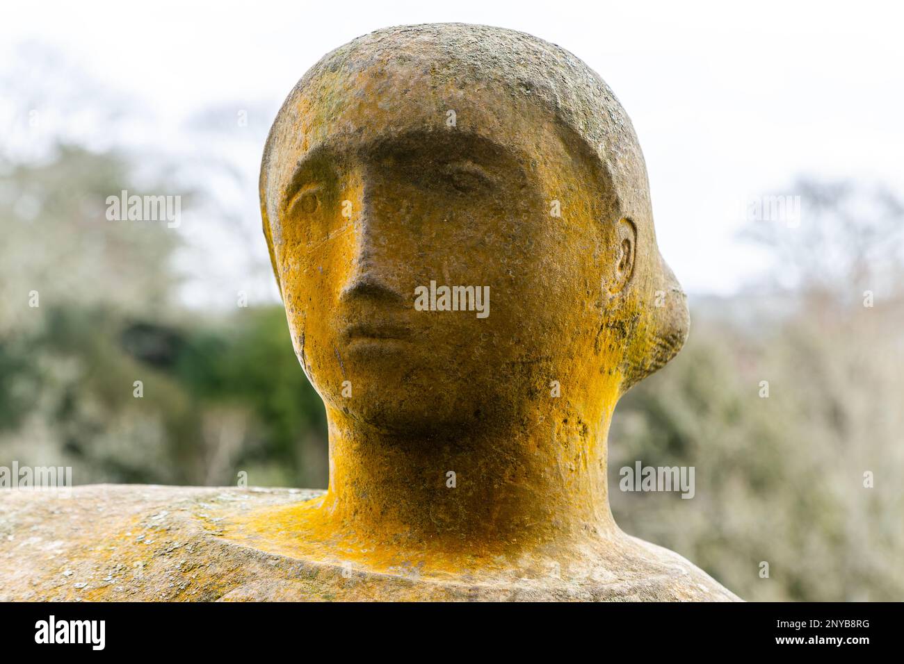 Detail close up of face, 'Reclining Figure' sculpture 1946 by Henry ...
