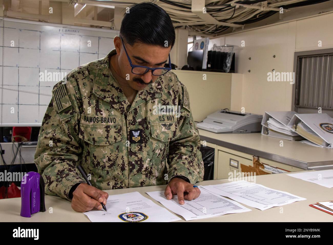 SINGAPORE (Feb. 22, 2023) – Yeoman 1st Class Alejandro Ramos-Bravo ...