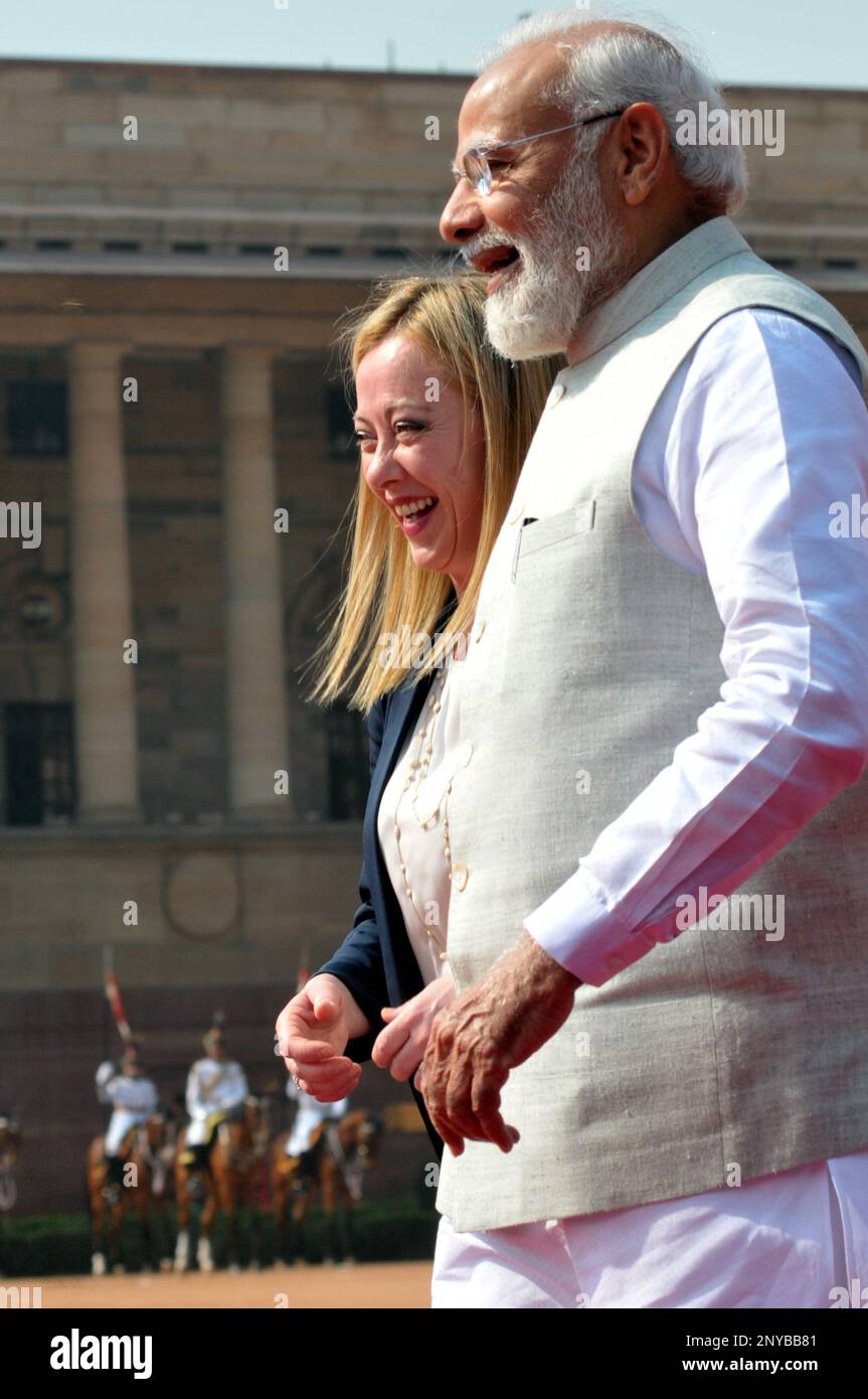 New Delhi, Delhi, India. 2nd Mar, 2023. Italian Premier Giorgia Meloni ...