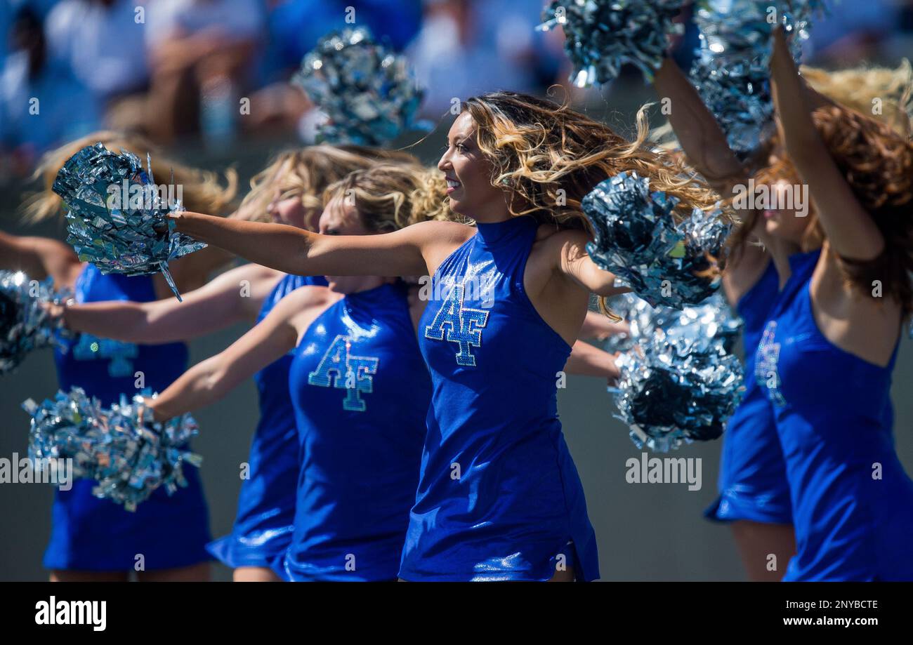 Members of the the US Air Force Academy Falcons dance team perform ...
