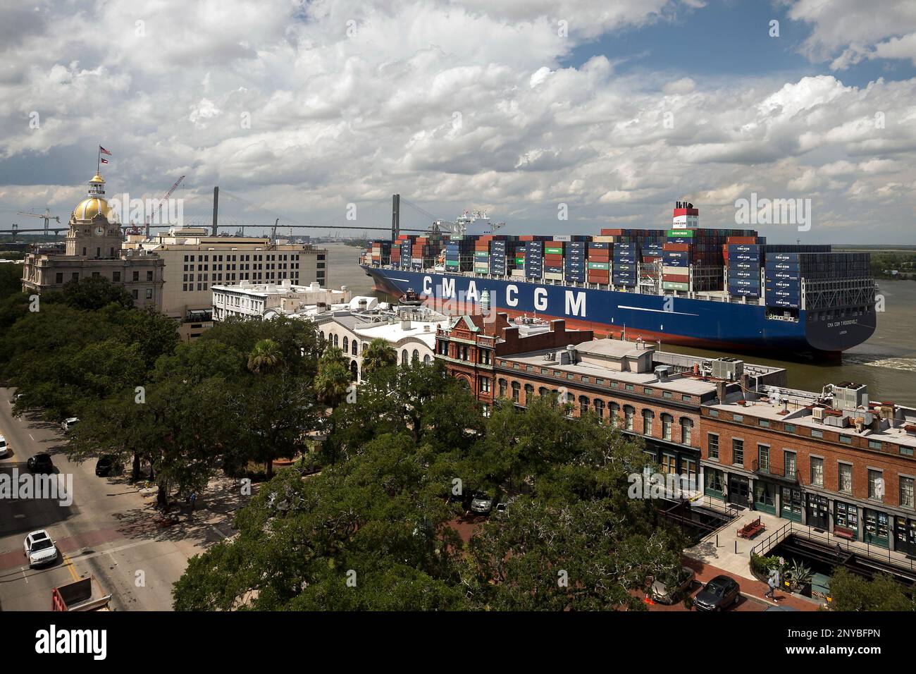 In this photo provided by the Georgia Port Authority, The 14,000 TEU ...
