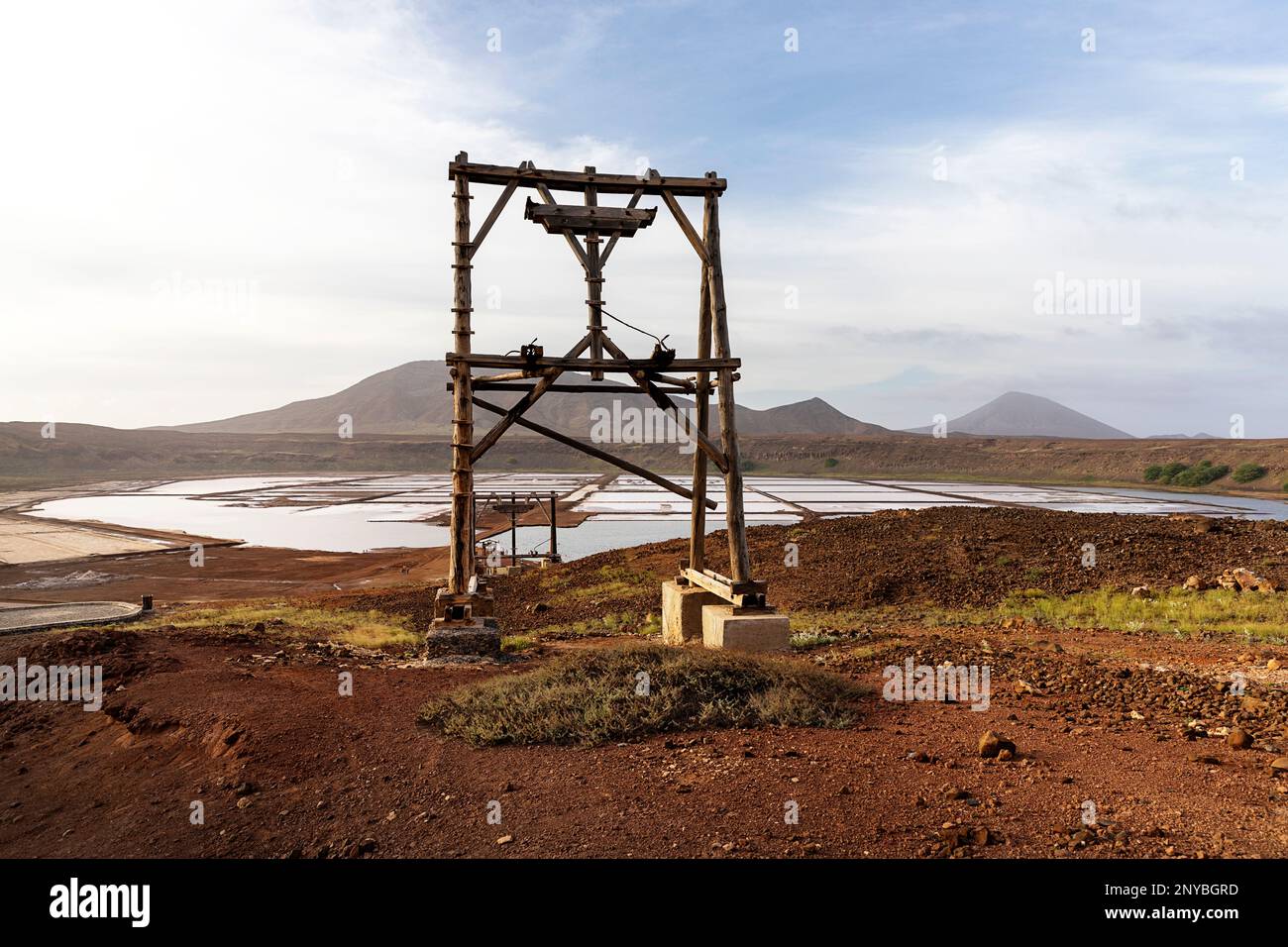 Spectacular salt pans of Pedra de Lume in a crater of an old extinct ...