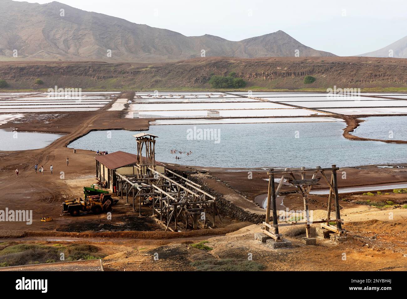 Spectacular salt pans of Pedra de Lume in a crater of an old extinct ...