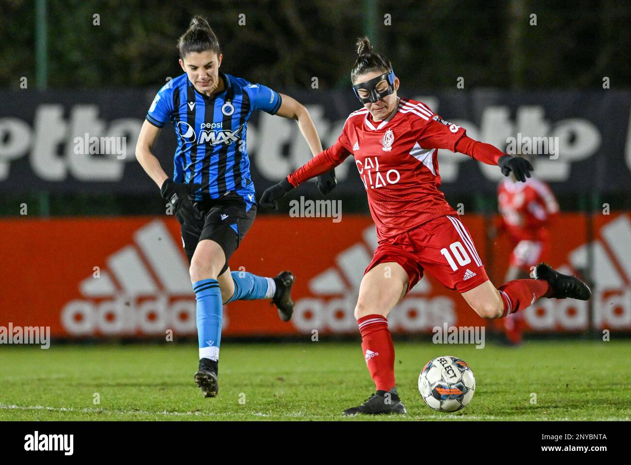 Liege, Belgium. 01st Mar, 2023. Febe Vanhaecke (3) of Brugge pictured ...