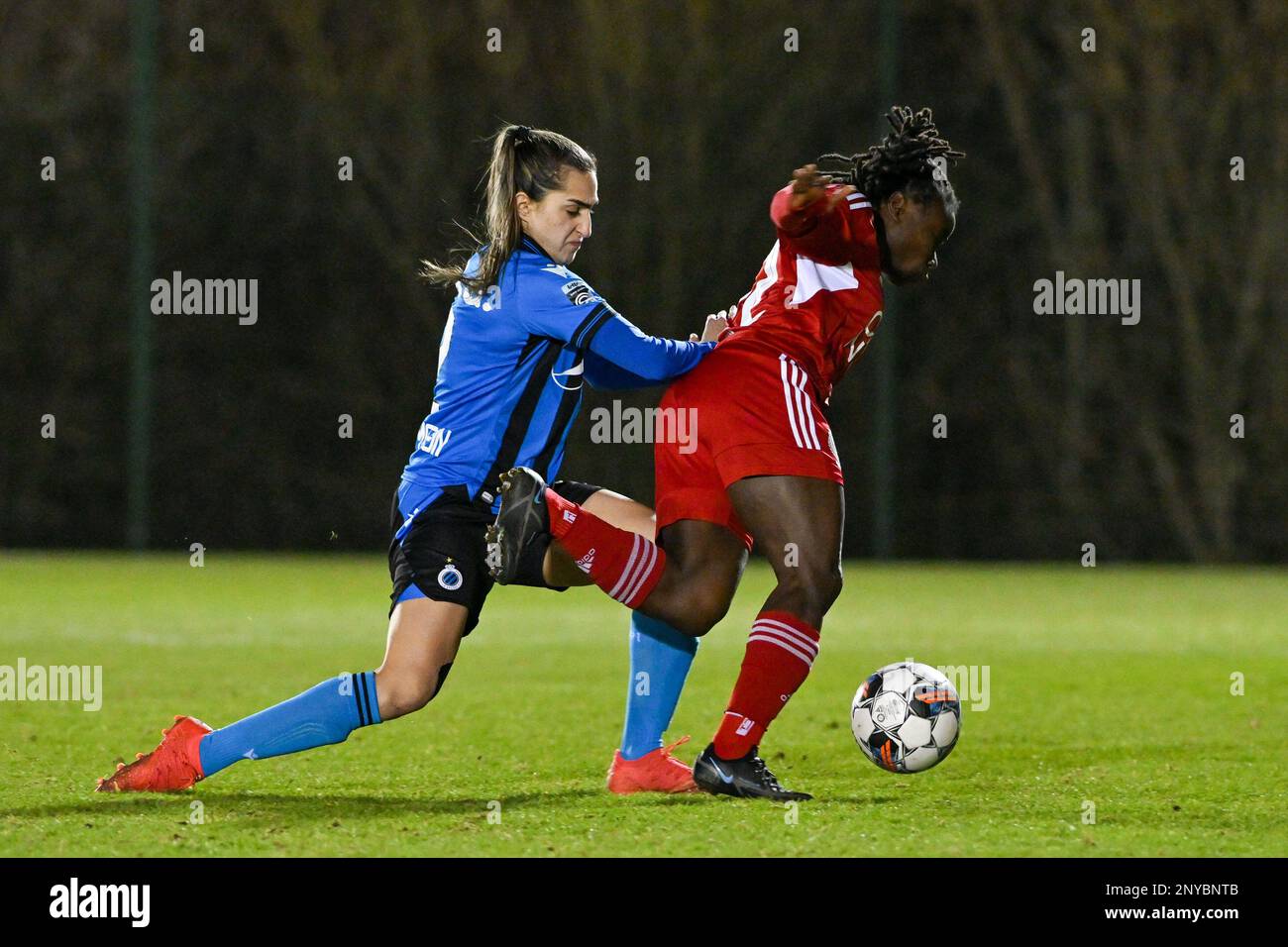 Liege, Belgium. 01st Mar, 2023. Sejde Aftonia Abrahamsson (2) of Brugge ...