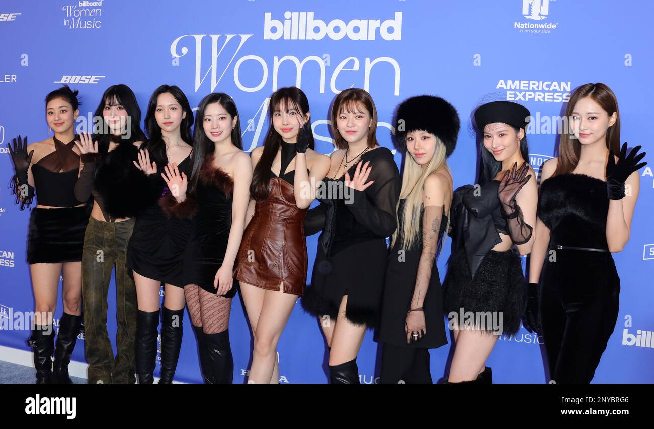 Twice arrives at The 2023 Billboard Women in Music Awards held at The YouTube Theater in ...