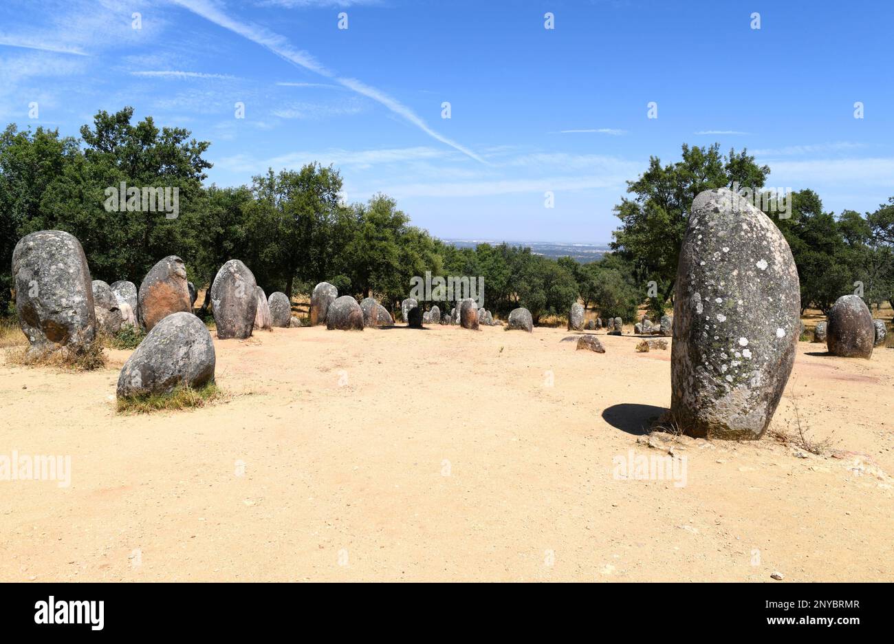 Cromlech of the Almendres, archaeological site. Nossa Senhora de ...