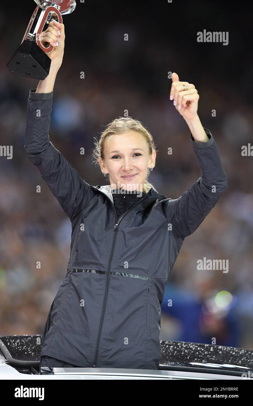 Olga Rypakova (KAZ) poses with the IAAF Diamond League womemn's triple ...