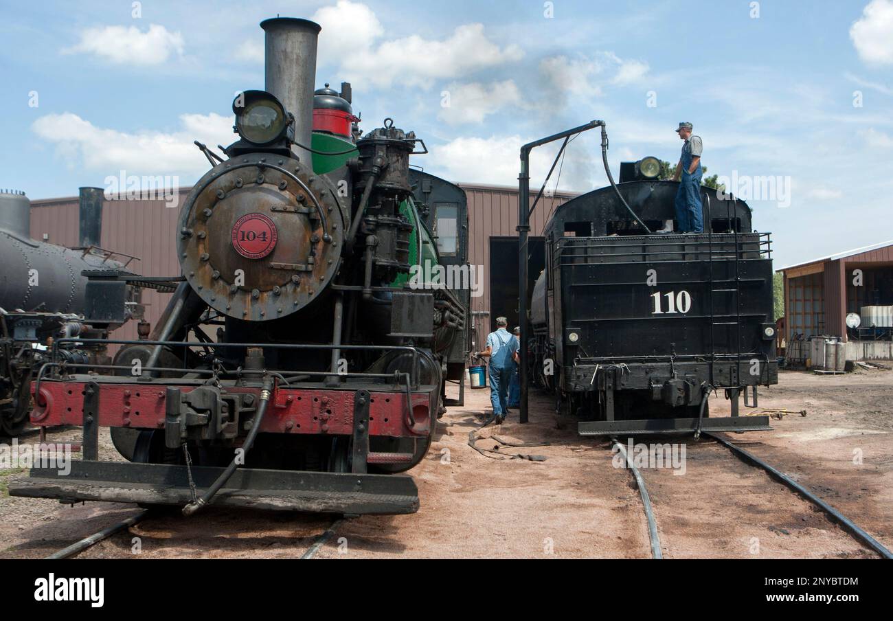 In this Aug. 16, 2017, photo, the Black Hills Central Railroad engine ...
