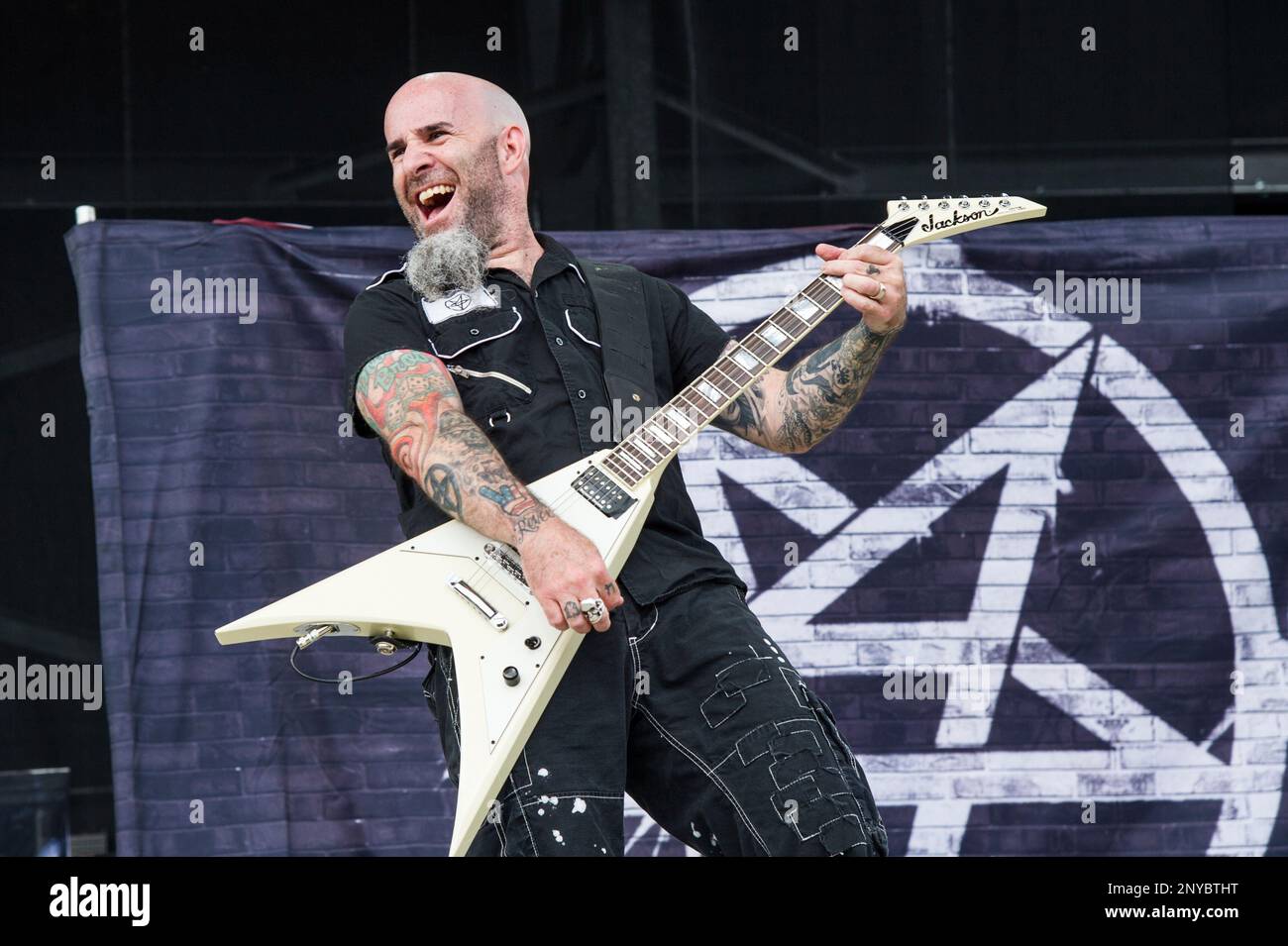 Scott Ian of Anthrax performs during the Rock On The Range festival at ...