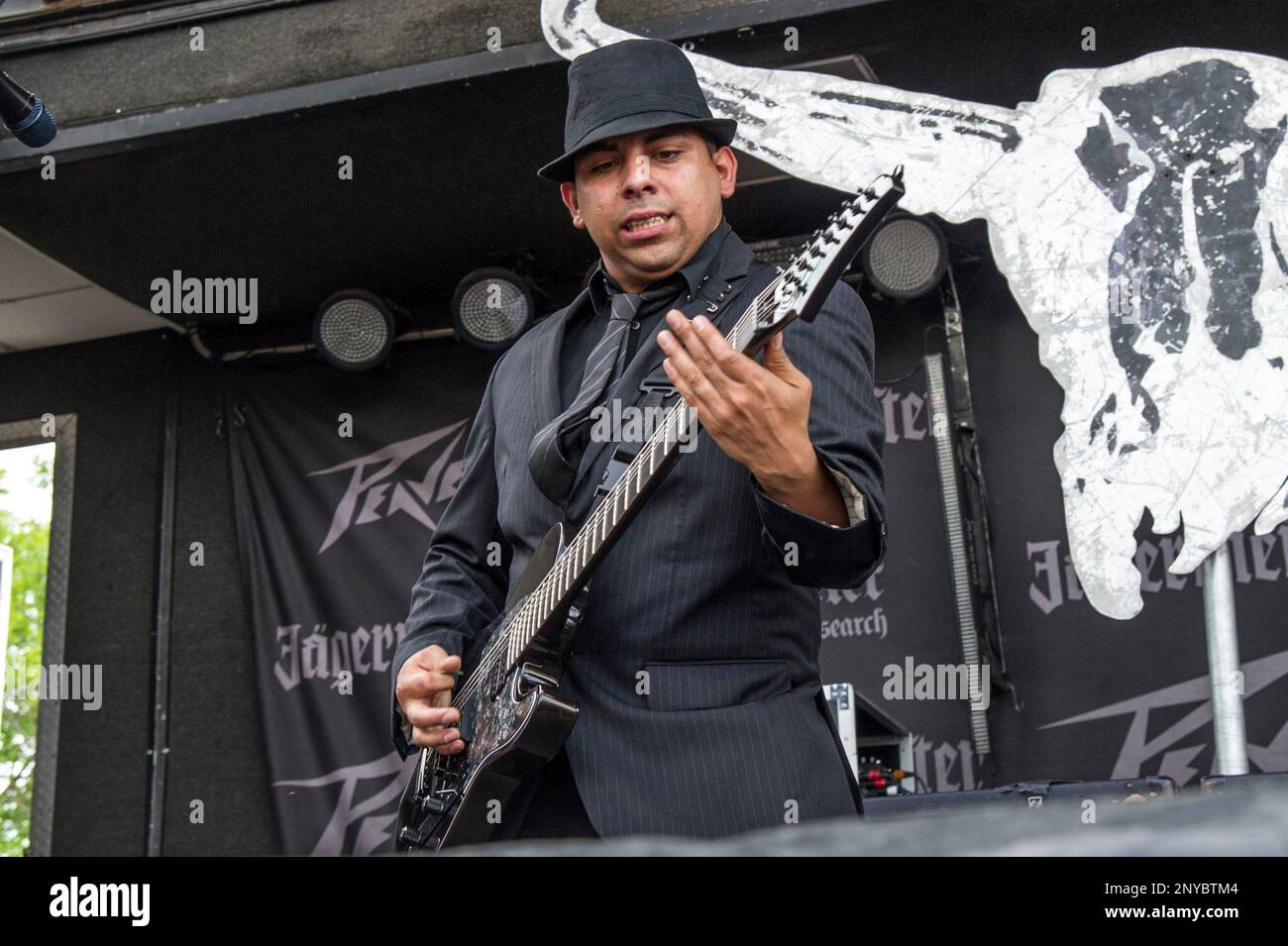 Ruben Alvarez of Upon a Burning Body performs during the Rock On The ...