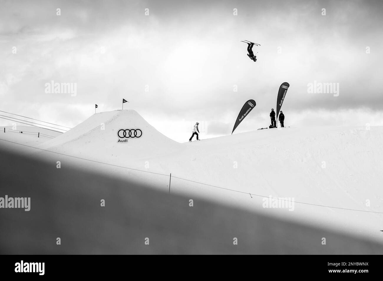 Jesper Tjäder performs back flip in the mens ski slopestyle during the ...
