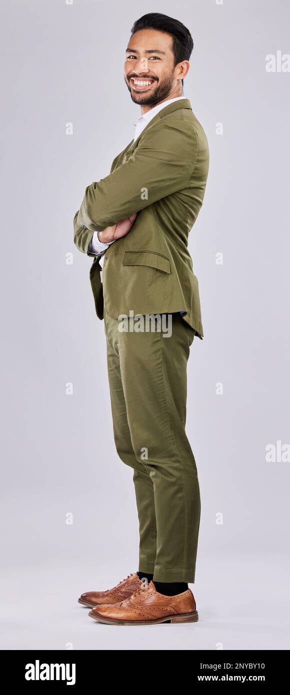 Fashion, ceo and portrait of business man on white background for ...