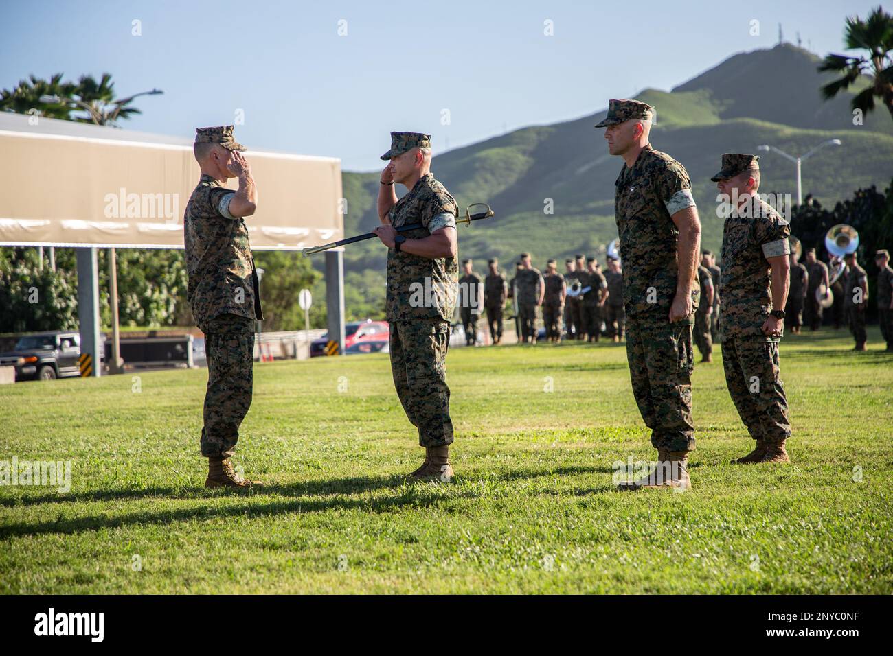 U.S. Marine Corps Col. Timothy S. Brady Jr., left, commanding officer ...
