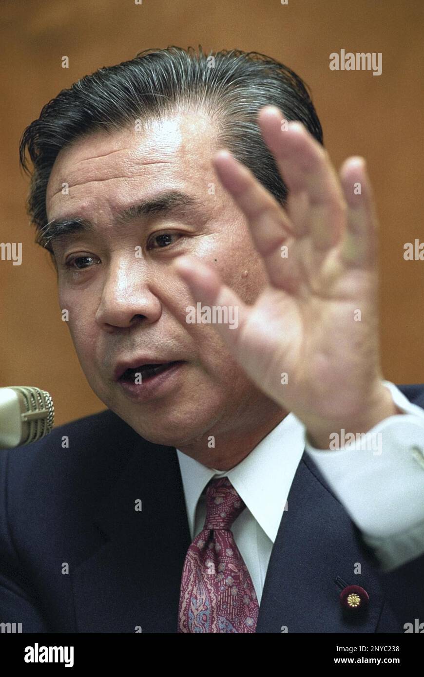 FILE: Japan's former Prime Minister Hata speaks to media in 1994 at ...