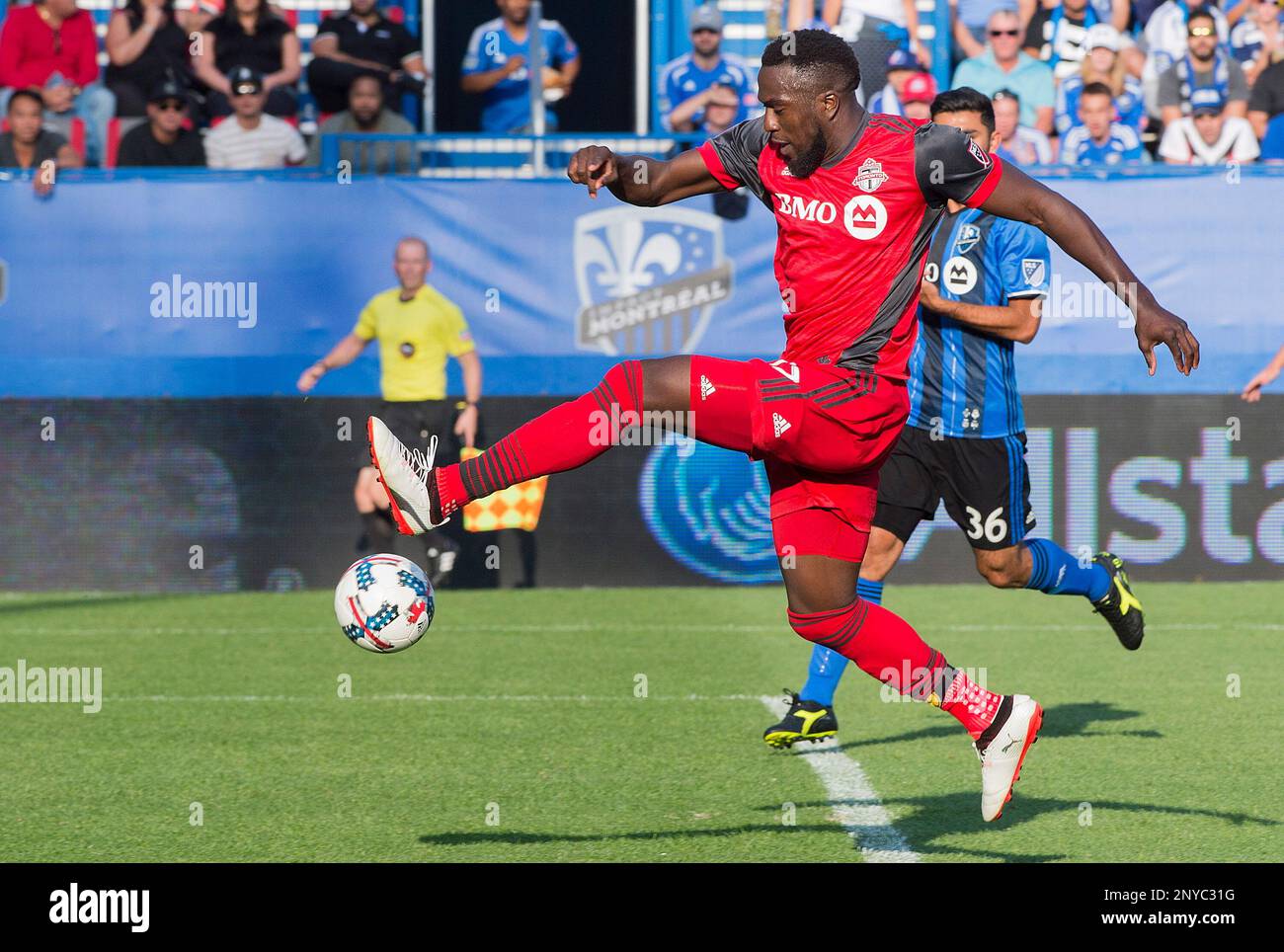 Toronto FC's Jozy Altidore scores against the Montreal Impact during ...
