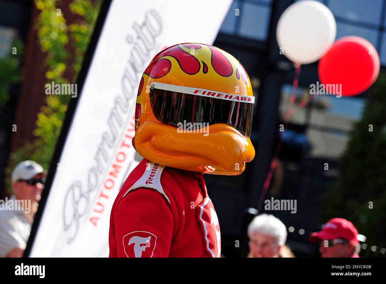 ST LOUIS, CA - AUGUST 24: Firehawk walks through the IndyCar Fan Fest ...