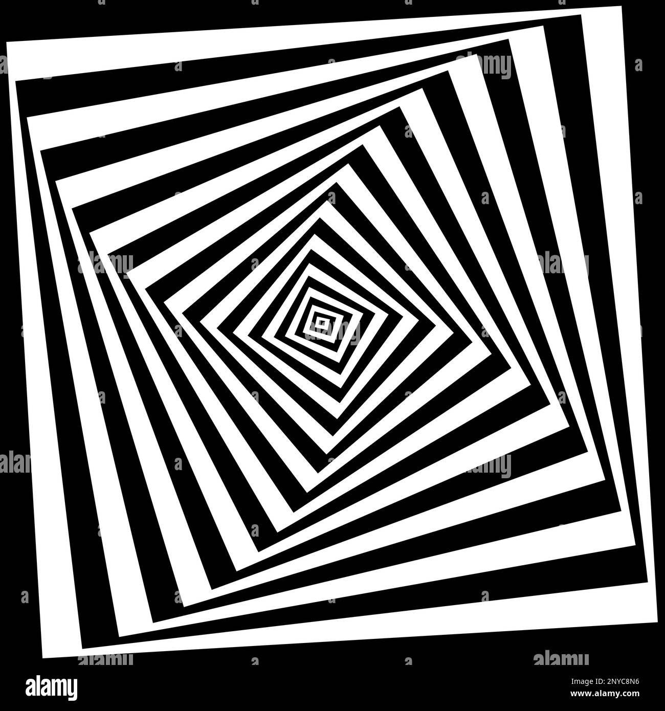 Black and white rotating squares. Pattern with vortex effect. Ortical ...