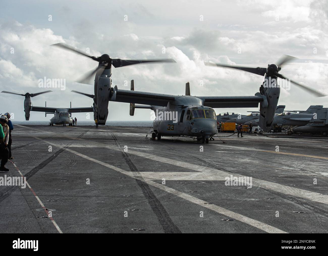 230120-N-MH015-1044 SOUTH CHINA SEA (Jan. 20, 2023) Two MV-22 Ospreys from the “Ugly Angels” of ...