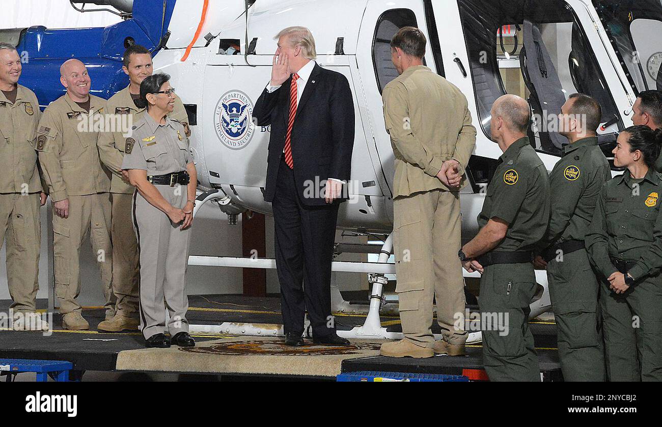President Donald Trump while visiting the U.S. Customs and Border ...