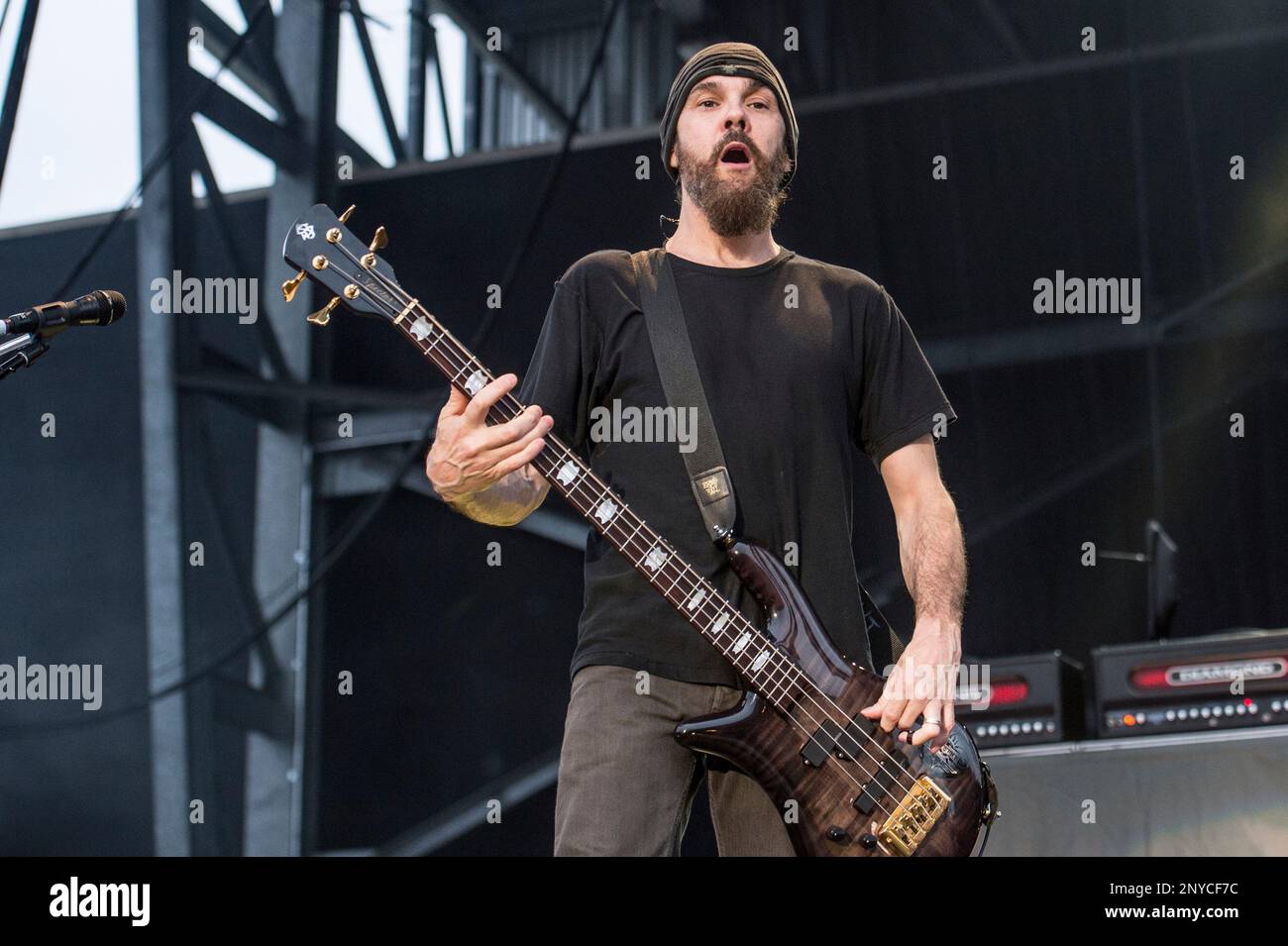 Robbie Merrill of Godsmack performs during the Rock On The Range ...