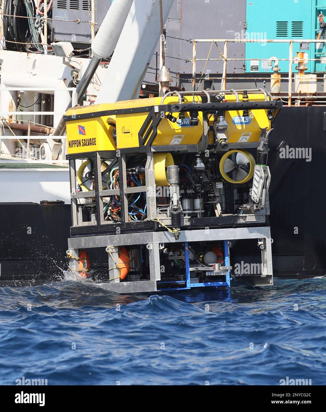 ROV, remotely operated vehicle, is getting into water to investigate 24 ...