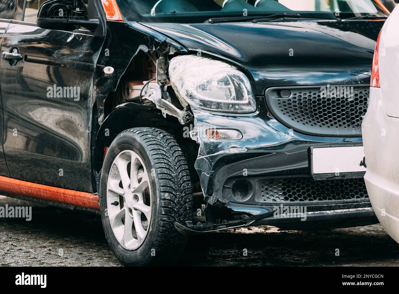 Broken Scratched And Dent Bumper Fender Car after Collision. Scratched ...