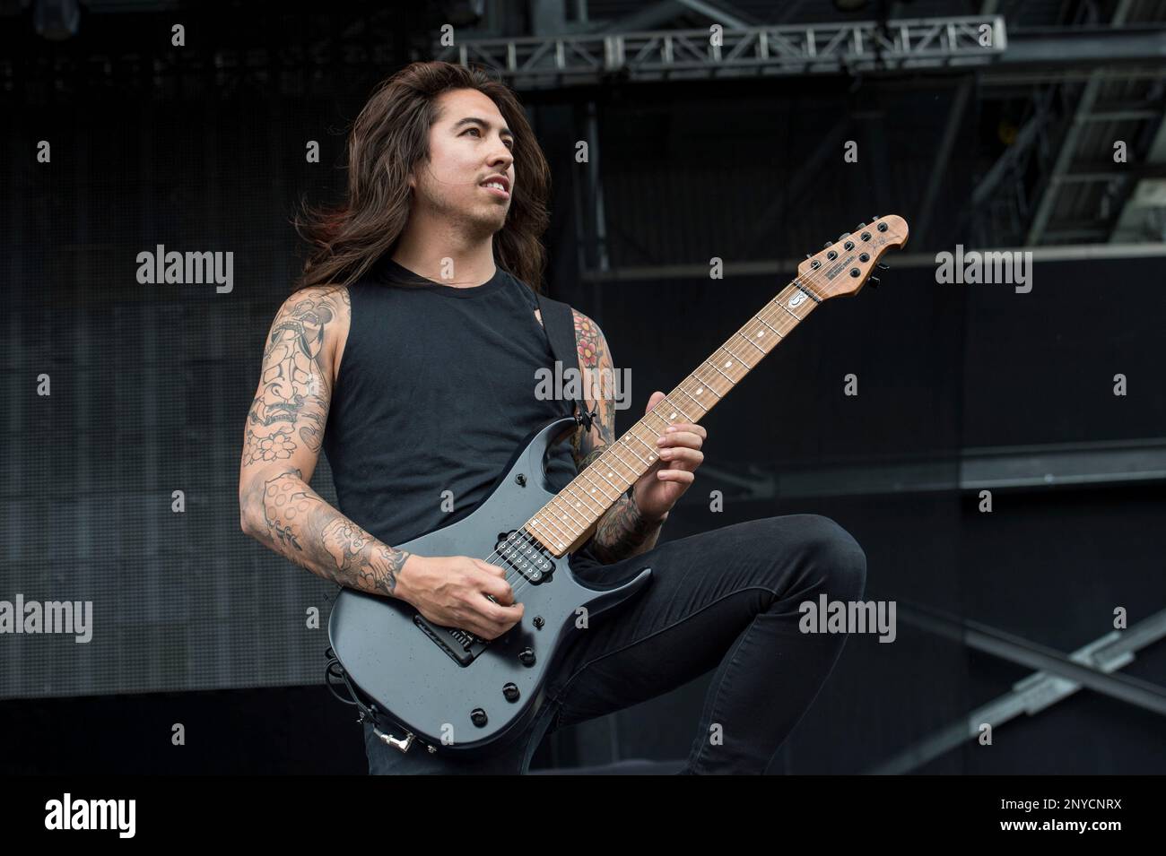 Phil Manansala of Of Mice & Men performs during the Rock On The Range ...