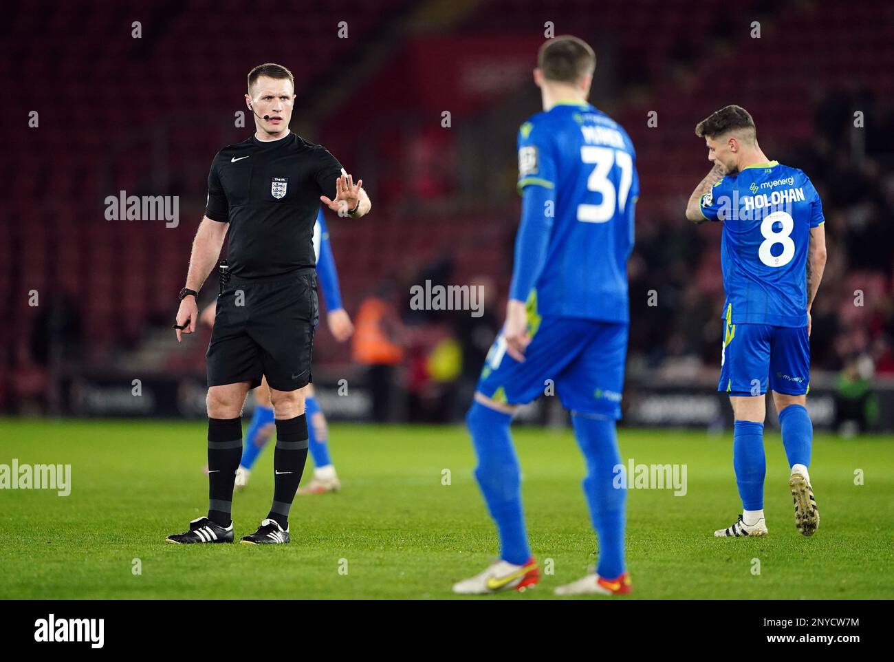 Referee Thomas Bramall during the Emirates FA Cup fifth round match at ...