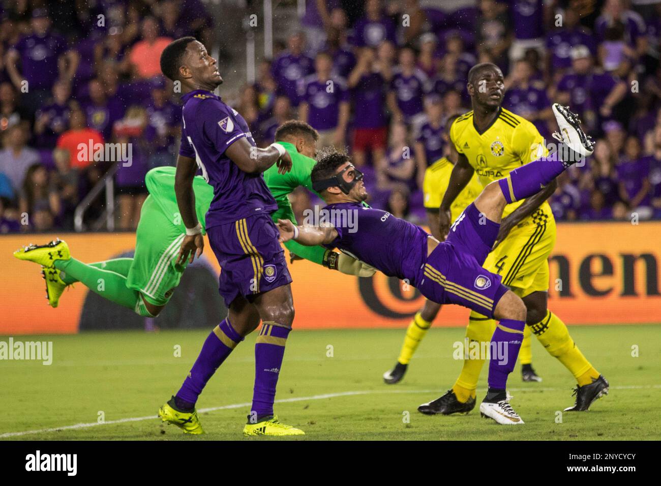 ORLANDO, FL - AUGUST 19: Orlando City SC forward Dom Dwyer (18) and ...