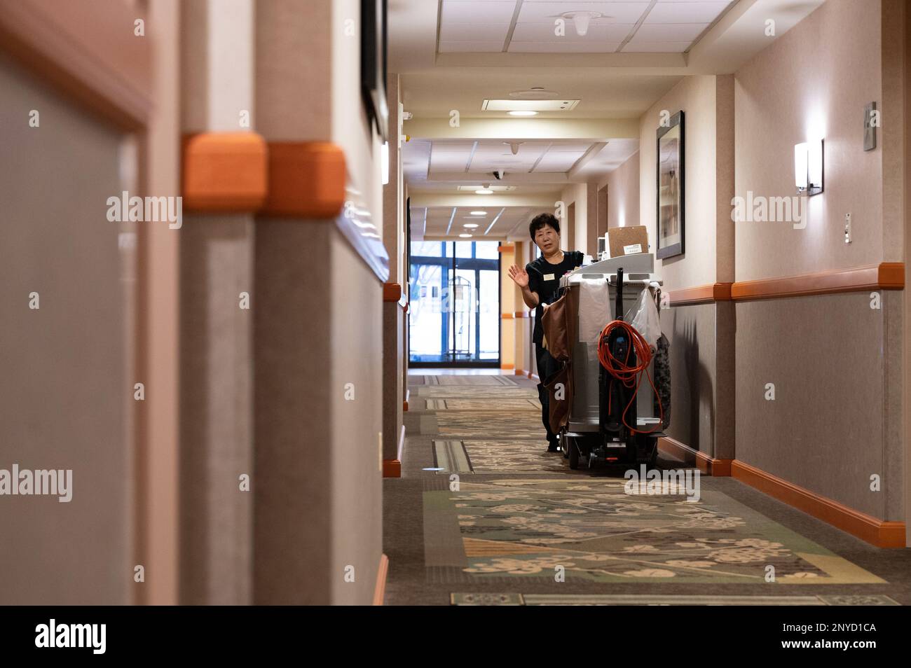 Kwi Ye Yi, 8th Force Support Squadron custodial worker, pushes a ...