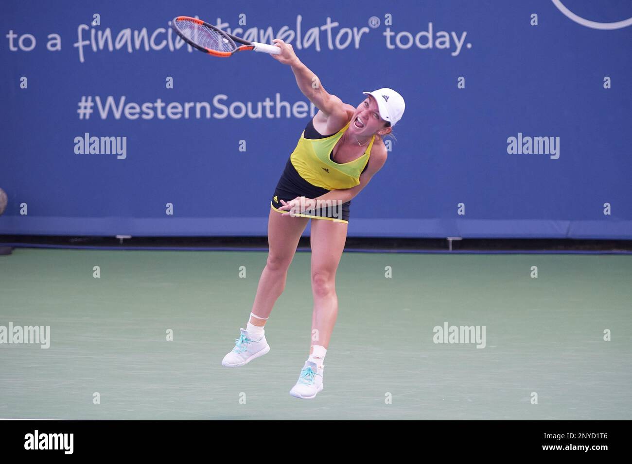 CINCINNATI, OH - AUGUST 17: Simona Halep of Romania serves during a ...