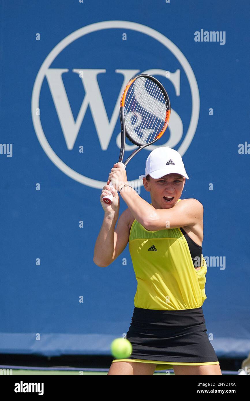 CINCINNATI, OH - AUGUST 17: Simona Halep of Romania hits a backhand ...