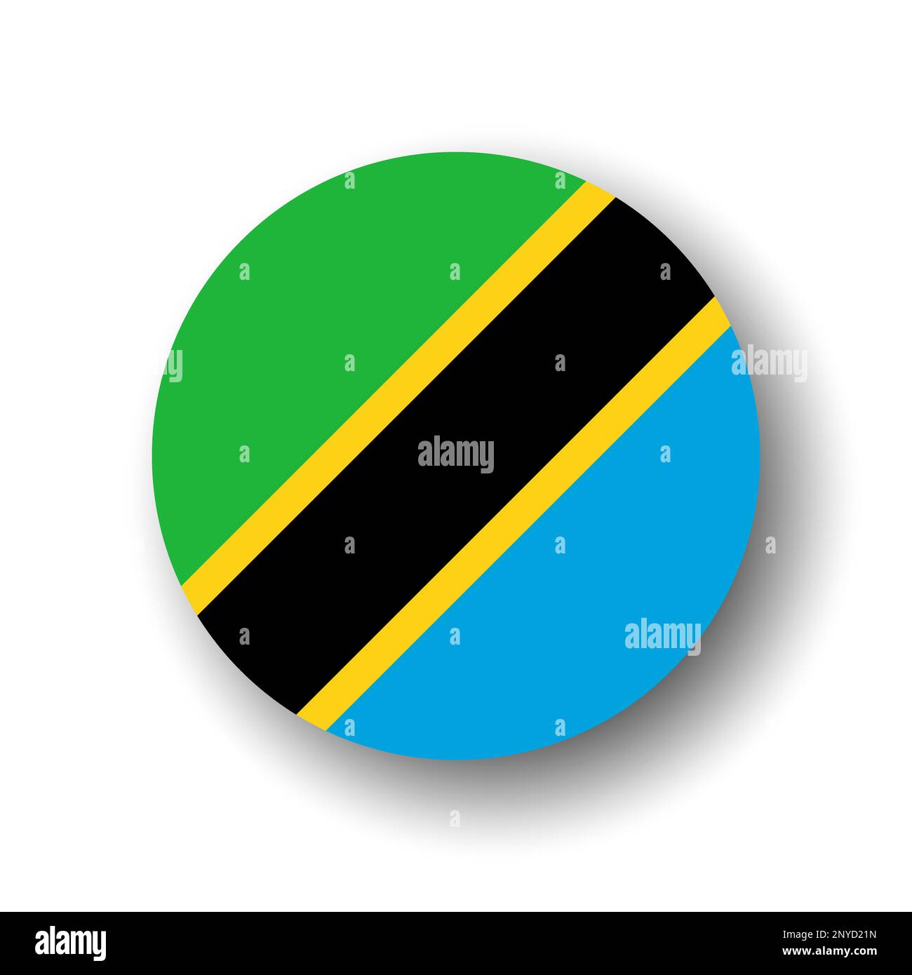Tanzania flag - flat vector circle icon or badge with dropped shadow ...