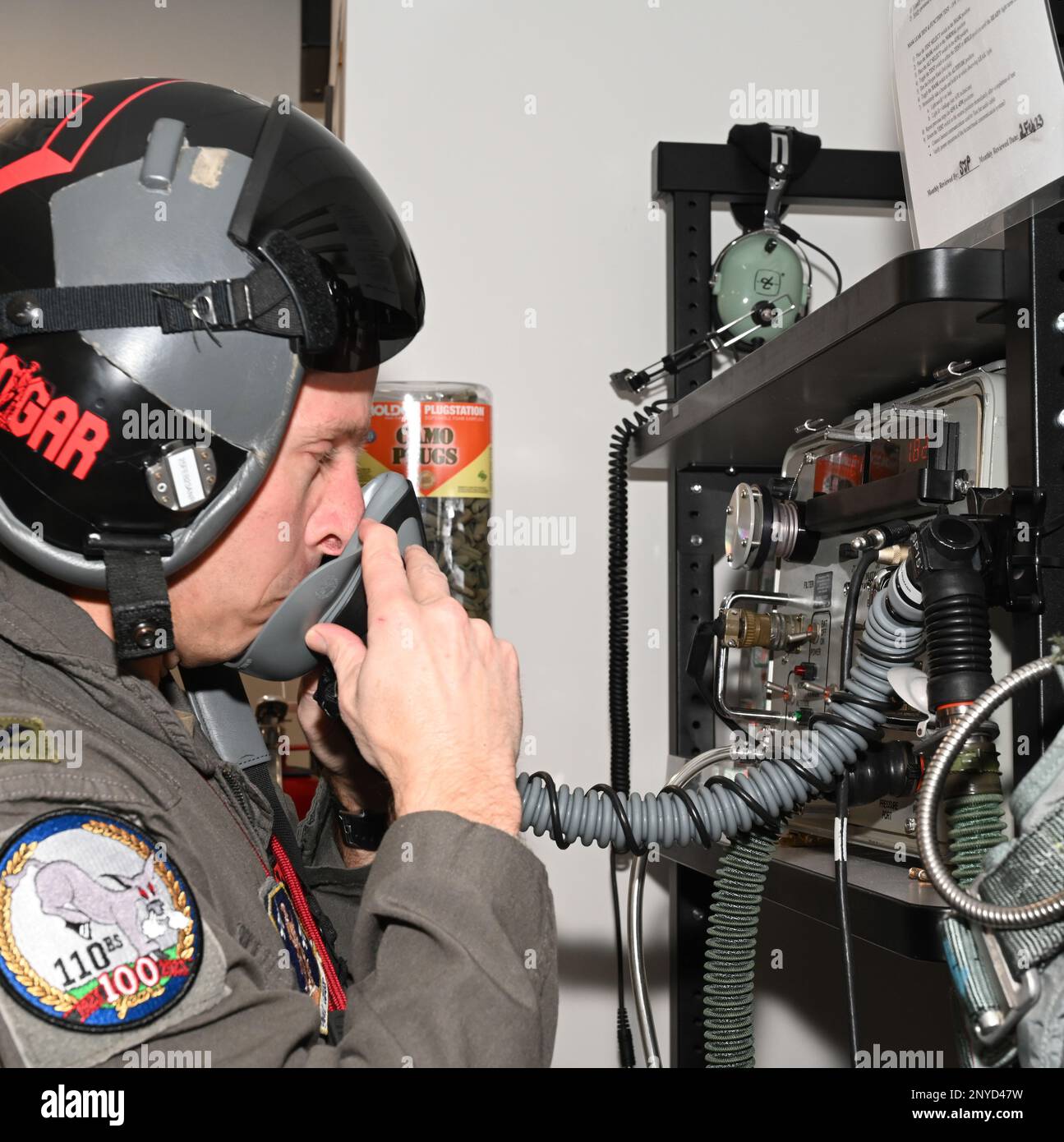 Colonel Mathew Calhoun, 131st Bomb Wing commander conducts preflight ...