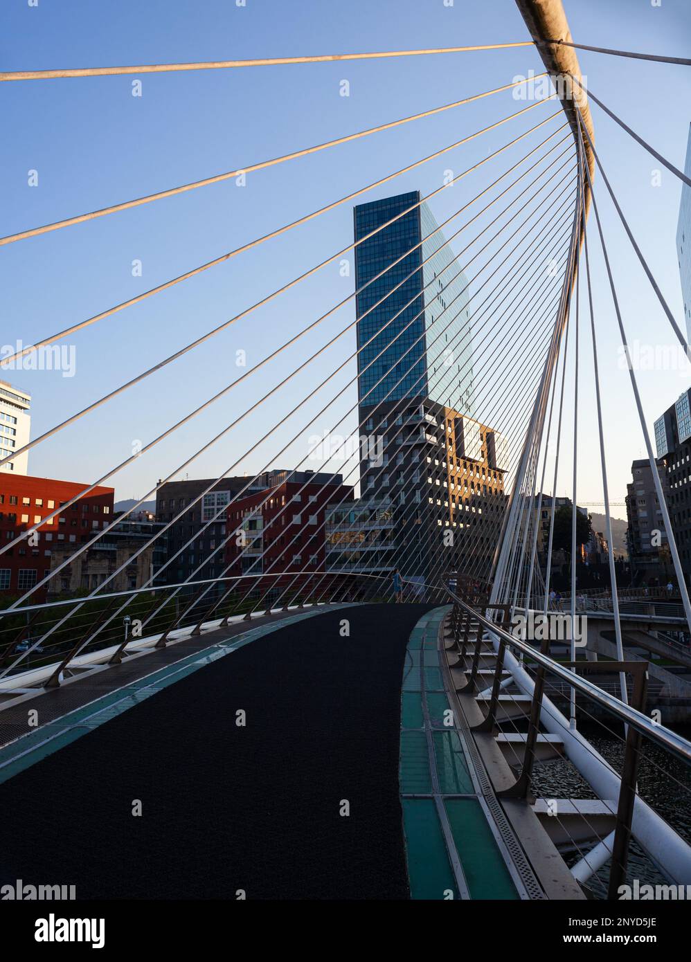 Bilbao, Spain - August 02, 2022: The Zubizuri arch footbridge in Bilbao ...