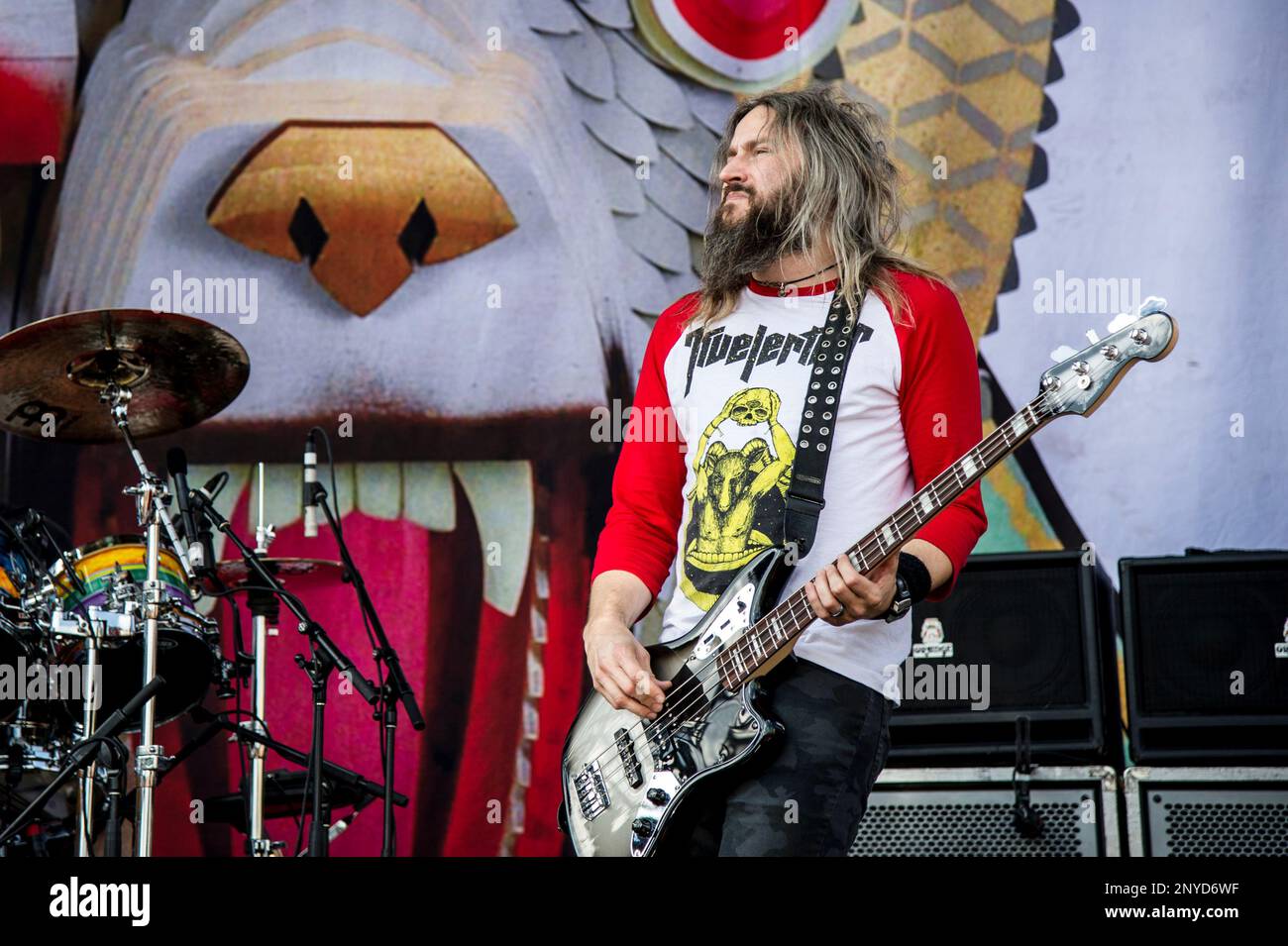 Troy Sanders of Mastodon performs during the Rock on the Range festival ...