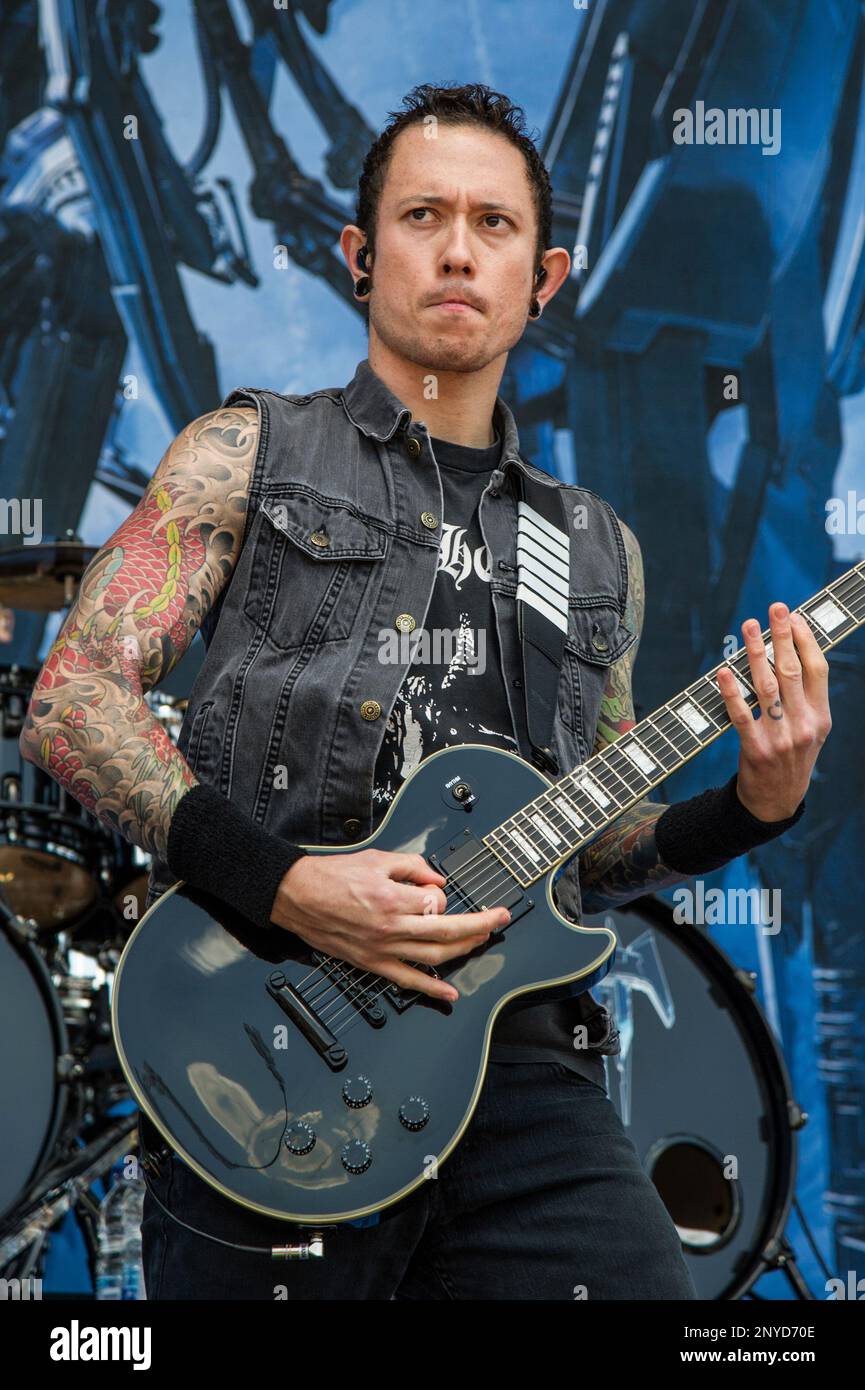 Matt Heafy of Trivium performs during the Rock on the Range festival at ...