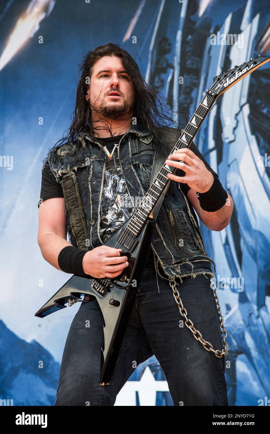 Corey Beaulieu of Trivium performs during the Rock on the Range ...