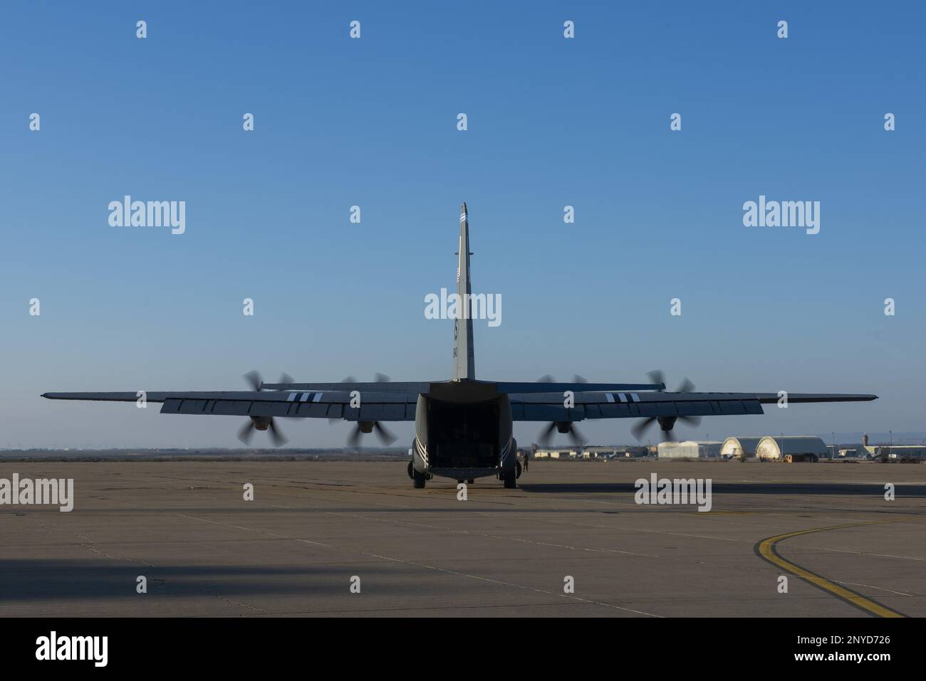 A C-130J Super Hercules aircraft assigned to the 37th Airlift Squadron ...