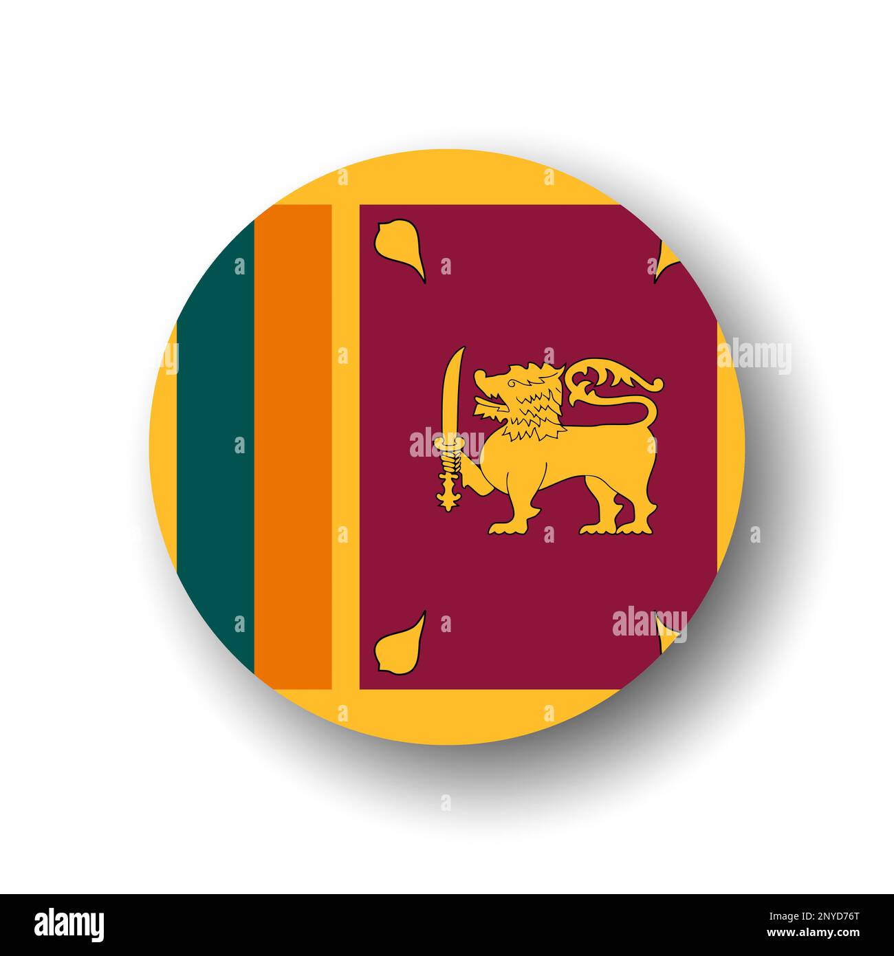 Sri Lanka flag - flat vector circle icon or badge with dropped shadow ...