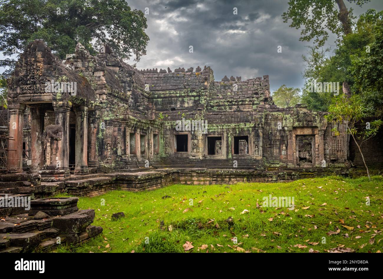 Part of the renovated ruins at Preah Khan temple within the Angkor area ...