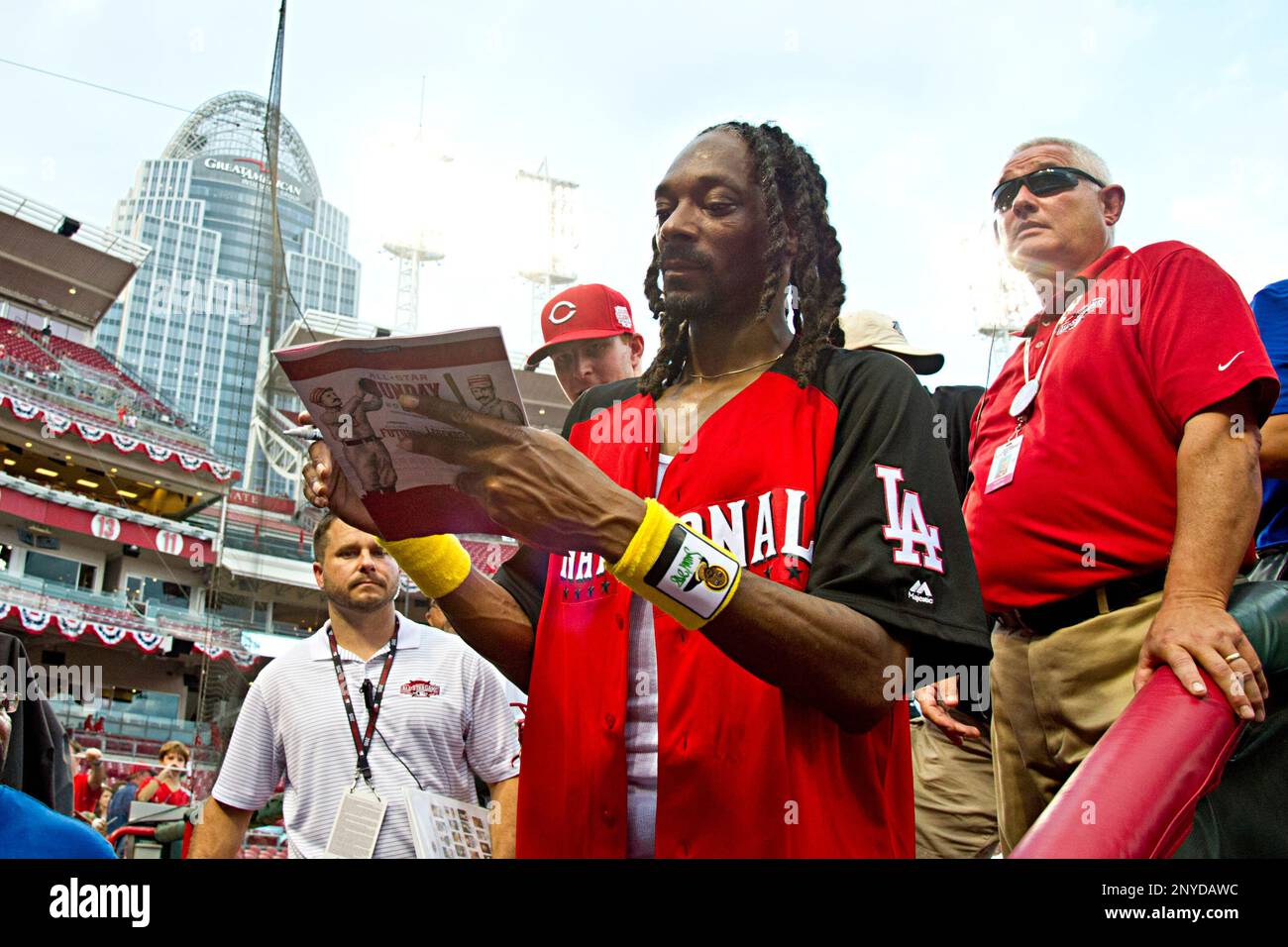 Rapper Snoop Dogg at the MLB All-Star Legends and Celebrity Softball ...