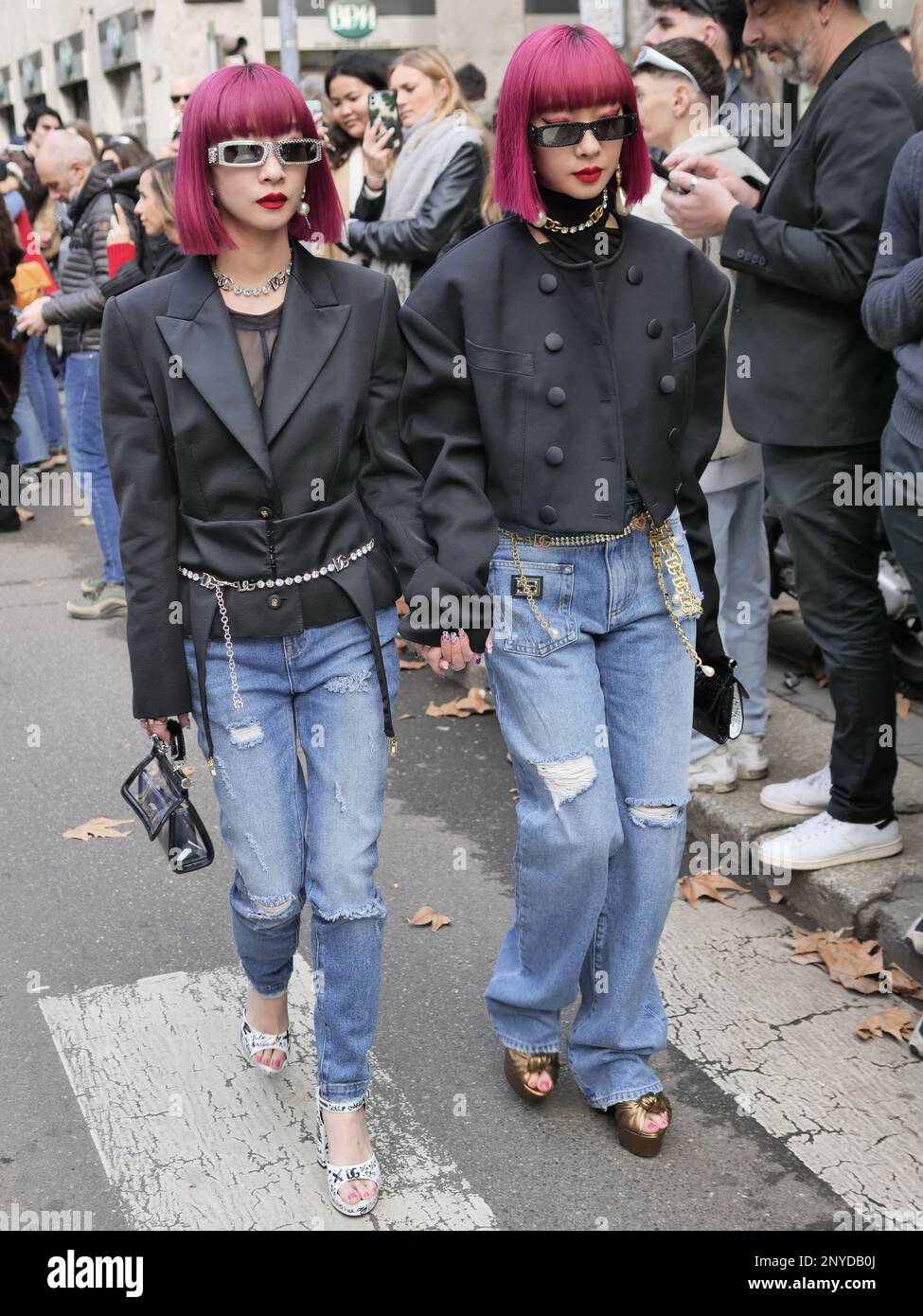 Aya and Ami Amiaya street style outfit before after Olce & Gabbana ...