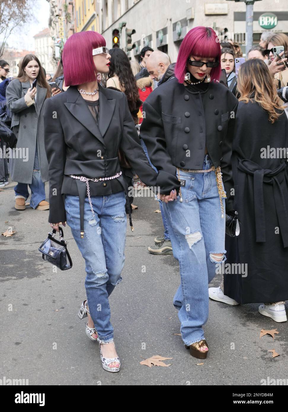Aya and Ami Amiaya street style outfit before after Olce & Gabbana ...
