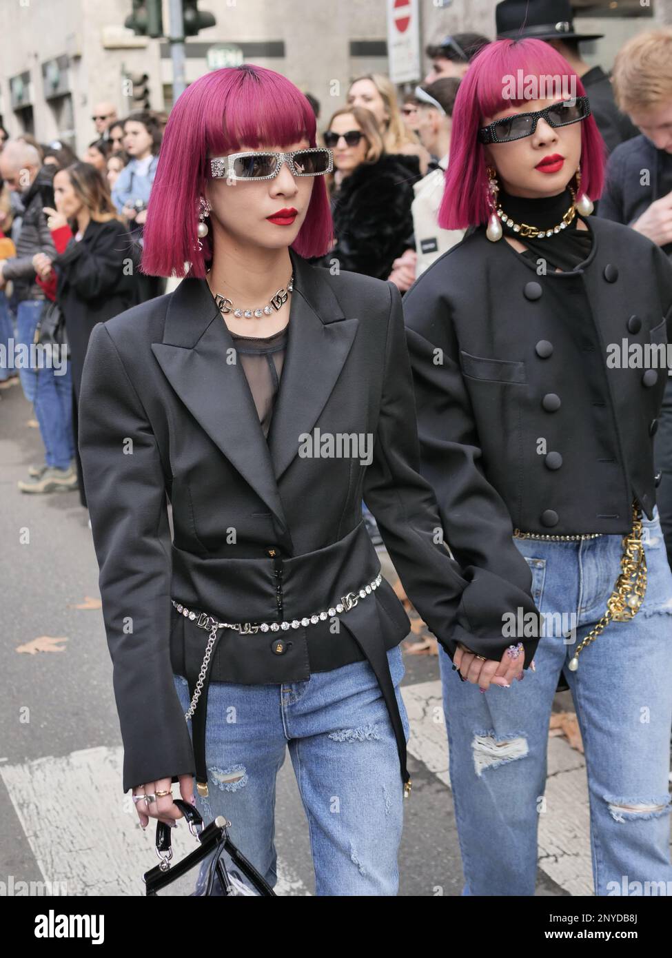 Aya and Ami Amiaya street style outfit before after Olce & Gabbana ...