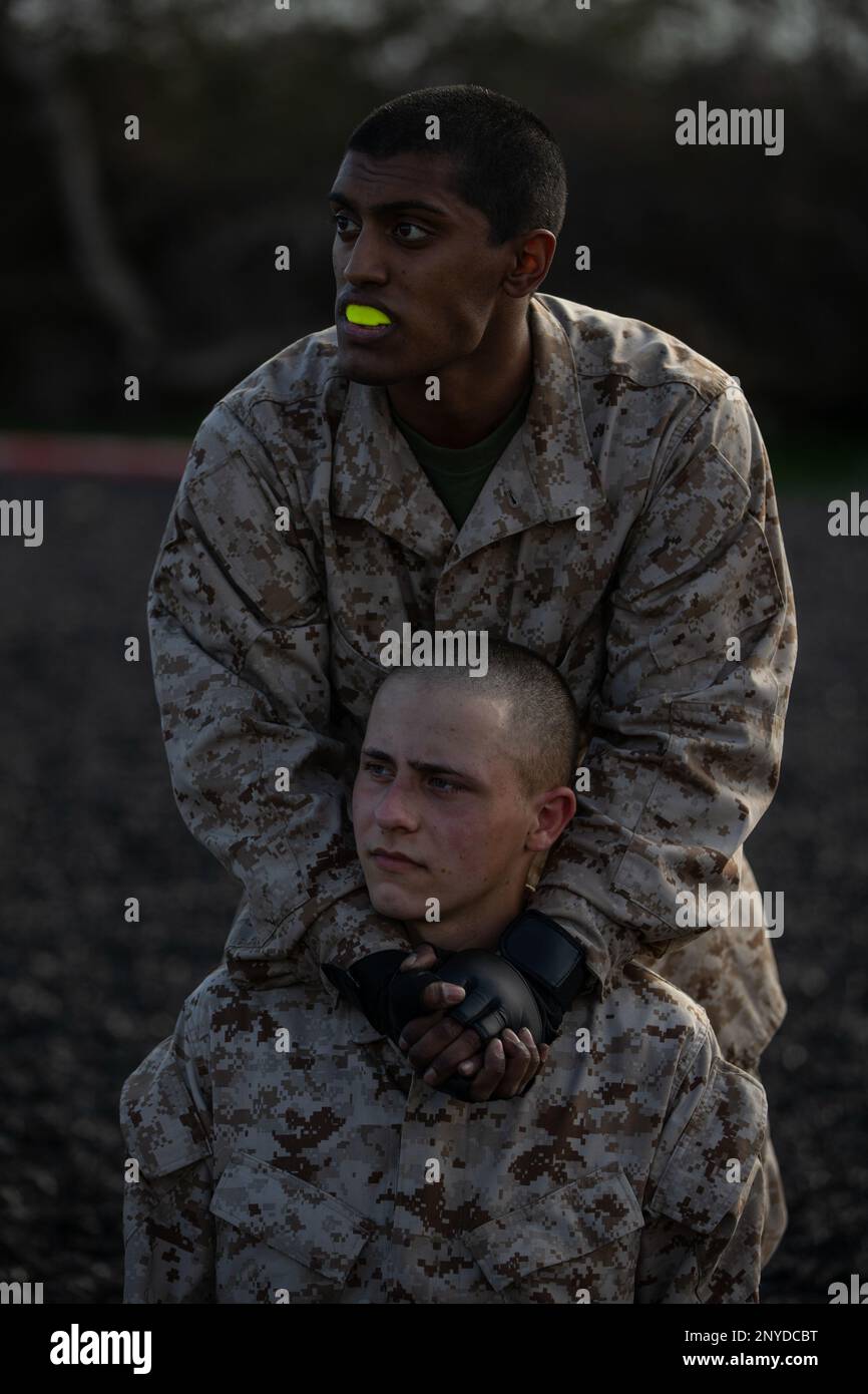 U.S. Marine Corps recruits with Kilo Company, 3rd Recruit Training ...